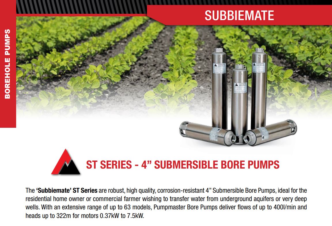 Pumpmaster Subbiemate Series 4" Submersible Bore Pumps | Shop Online