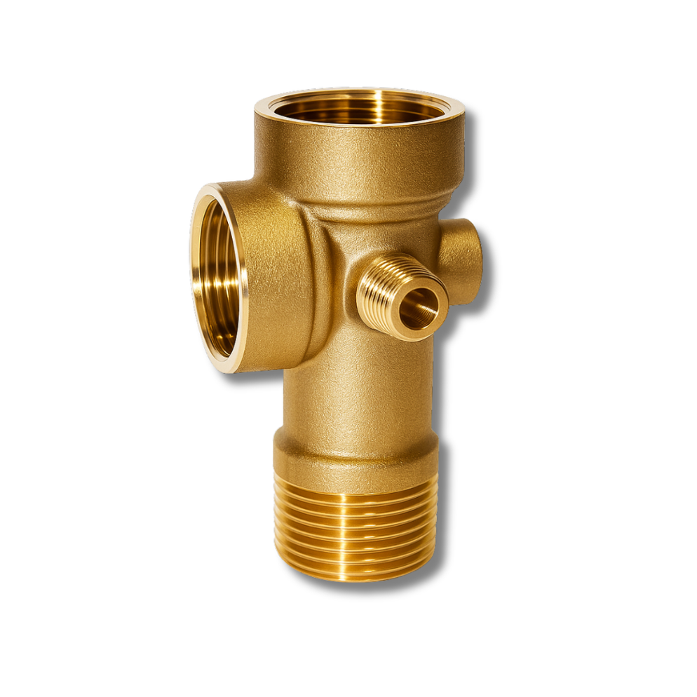 Brass 5-Way Pump Tee with Gauge Port for Pressure Systems | Shop Online