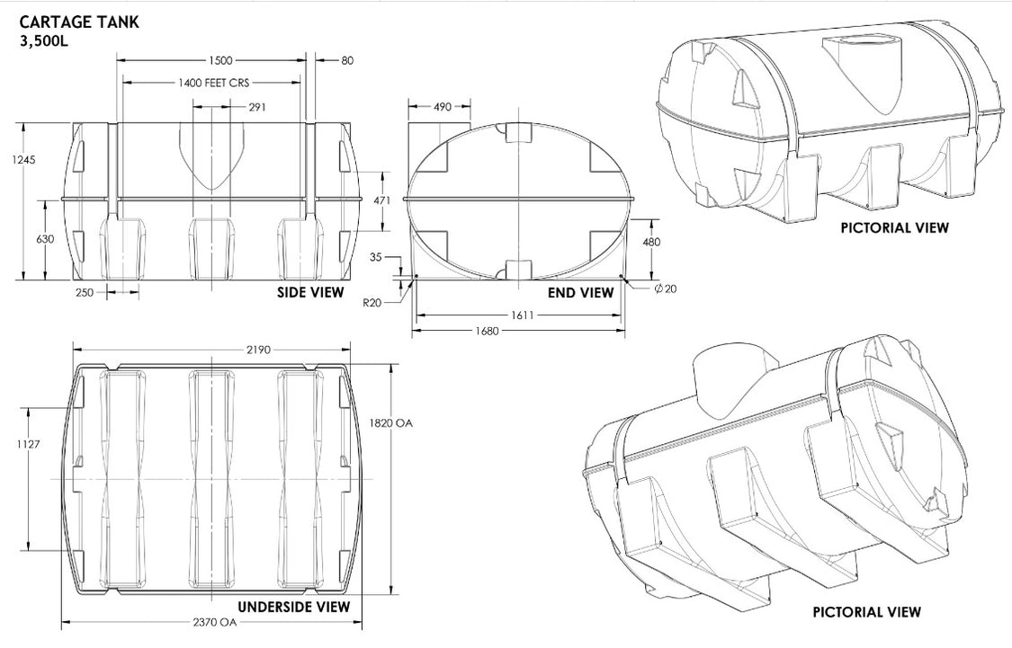 3500LTR Water Cartage Poly Tank with Free Perth Delivery