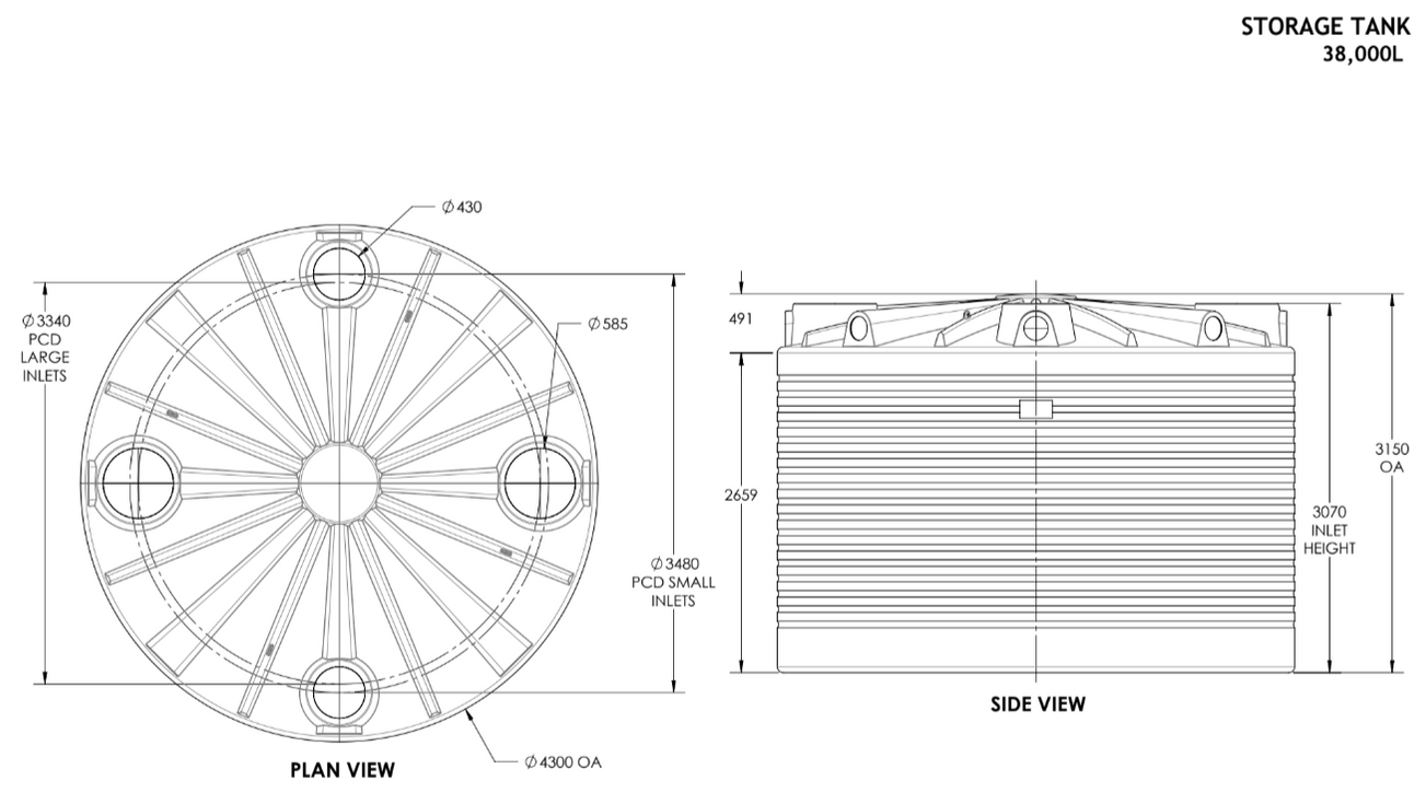 38000LTR Round Poly Water Tanks Perth | Shop Online