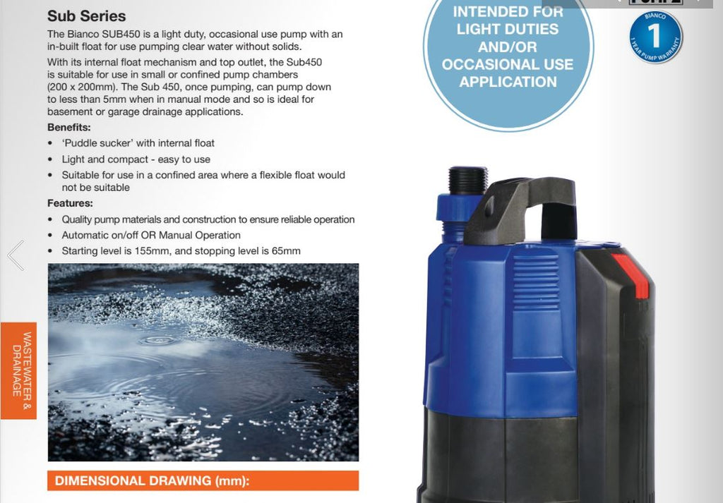 Bianco Submersible Drainage & Sump Pumps | Shop Online