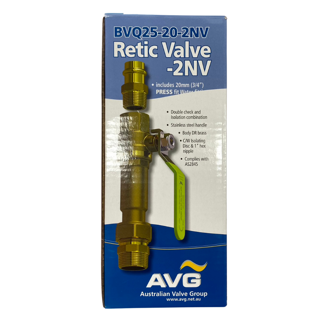 AVG 20mm Brass Double Check Valve with Isolation for Mains Water