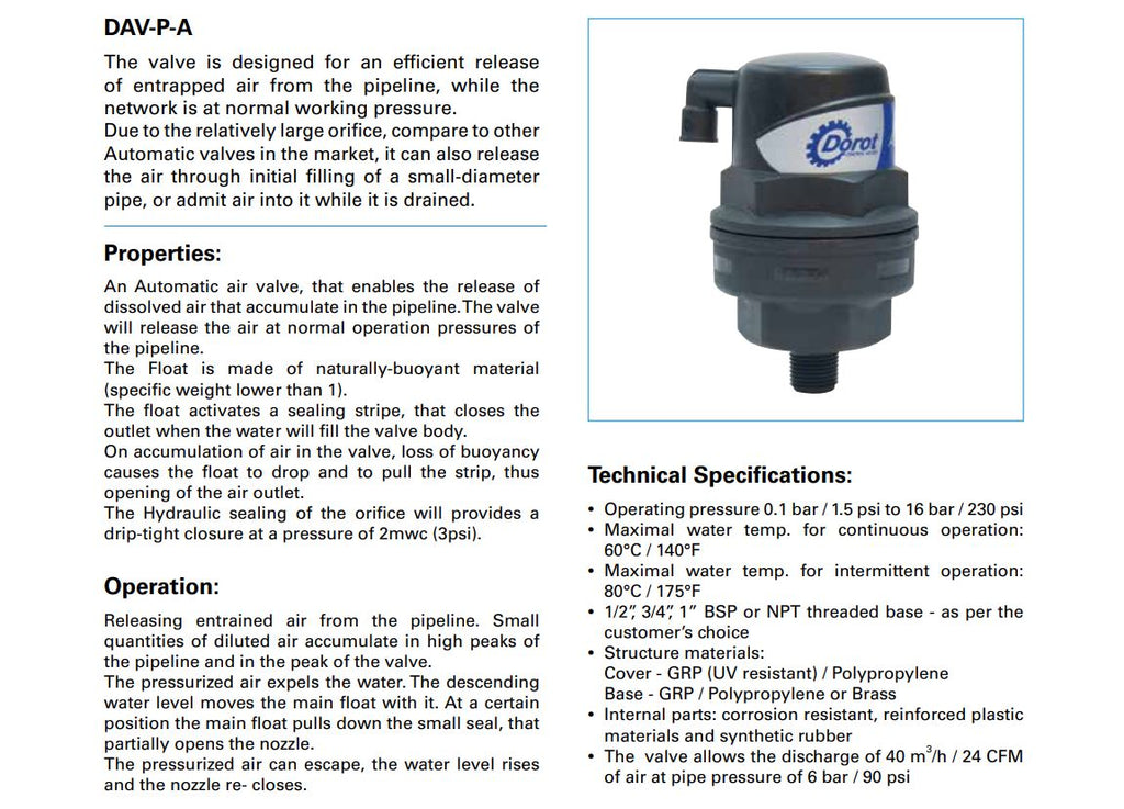Dorot Valves Australia | Shop Online