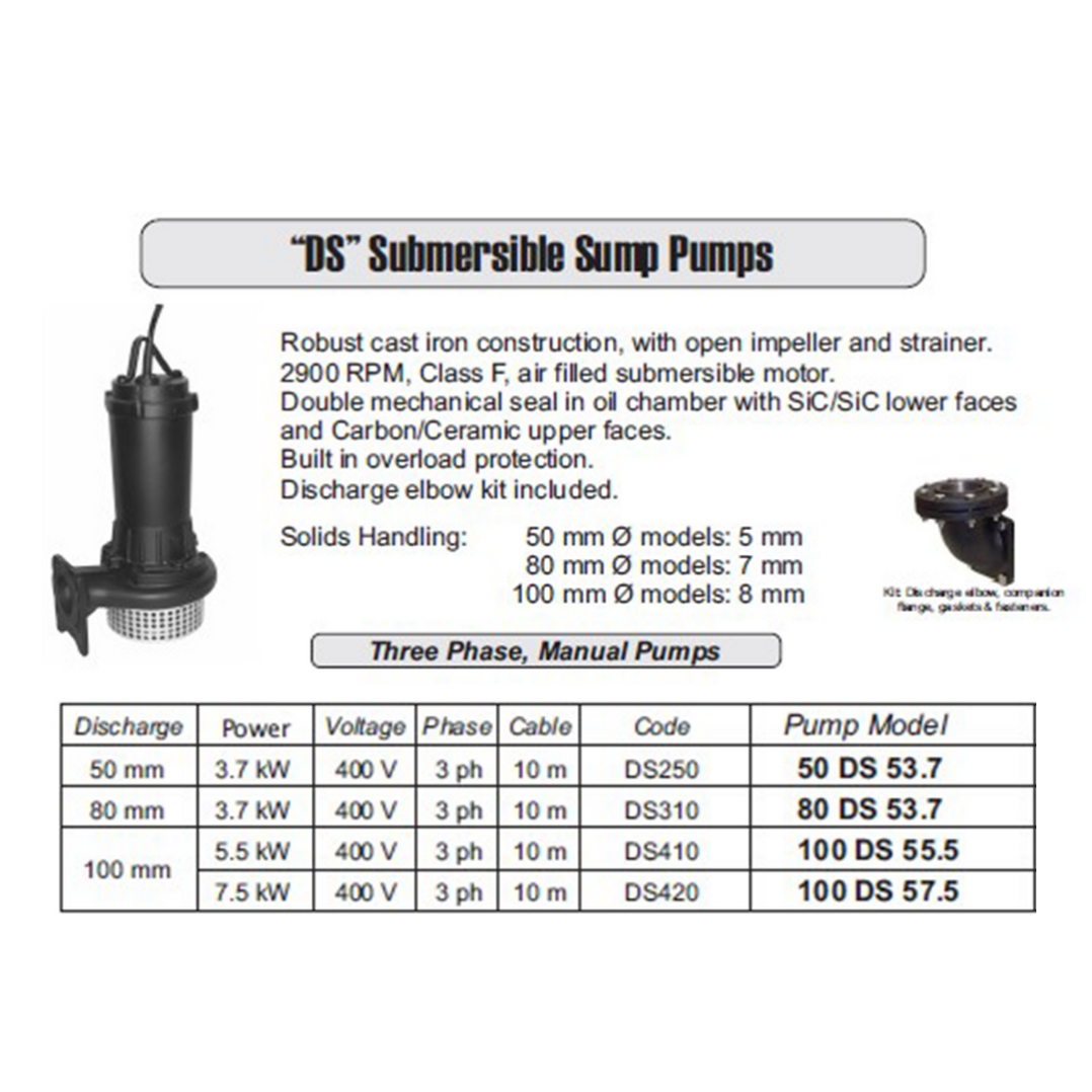 Ebara DS Series Submersible Pumps with Open Impeller for High Head | Shop Online