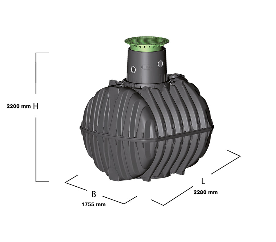 GRAF Carat 3750LTR Poly Septic Tank with Baffle | Free Metro Perth Delivery