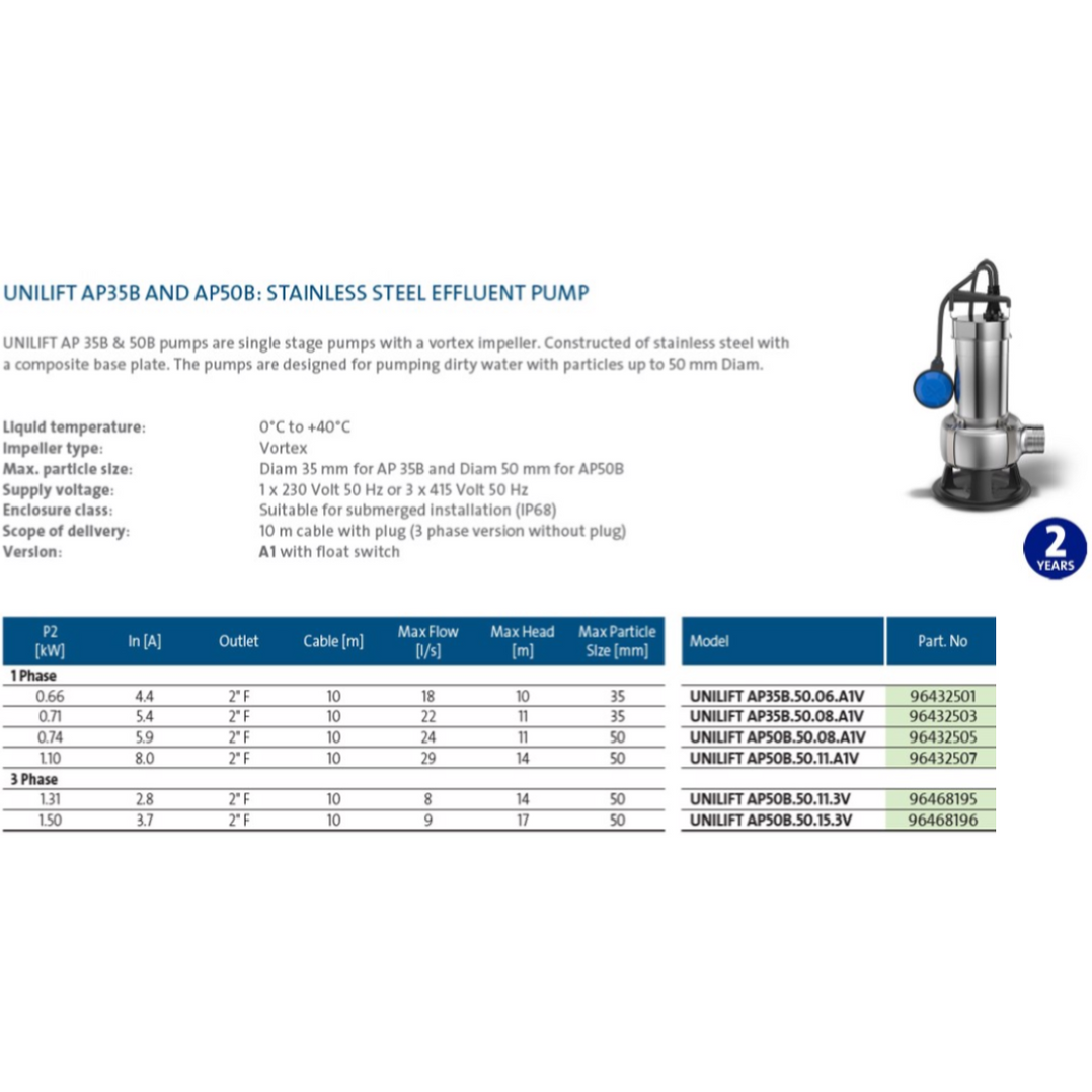Grundfos Unilift AP35B Submersible Drainage Pumps