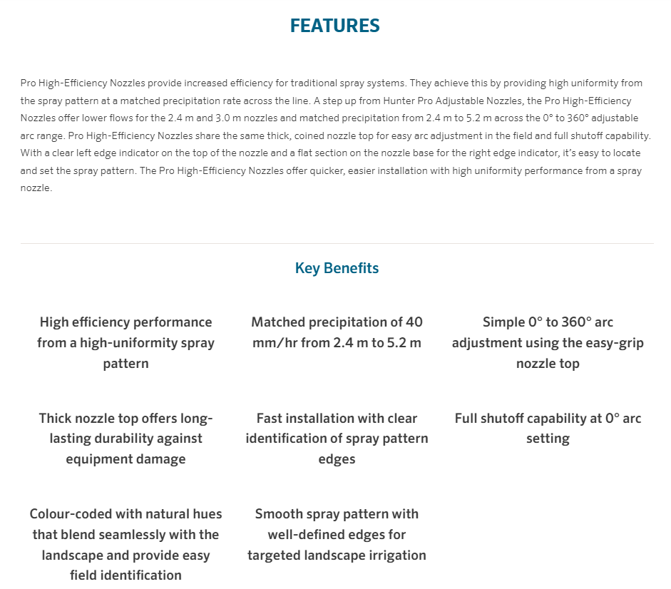 Hunter Pro High-Efficiency Adjustable Sprinkler Nozzles | Shop Online
