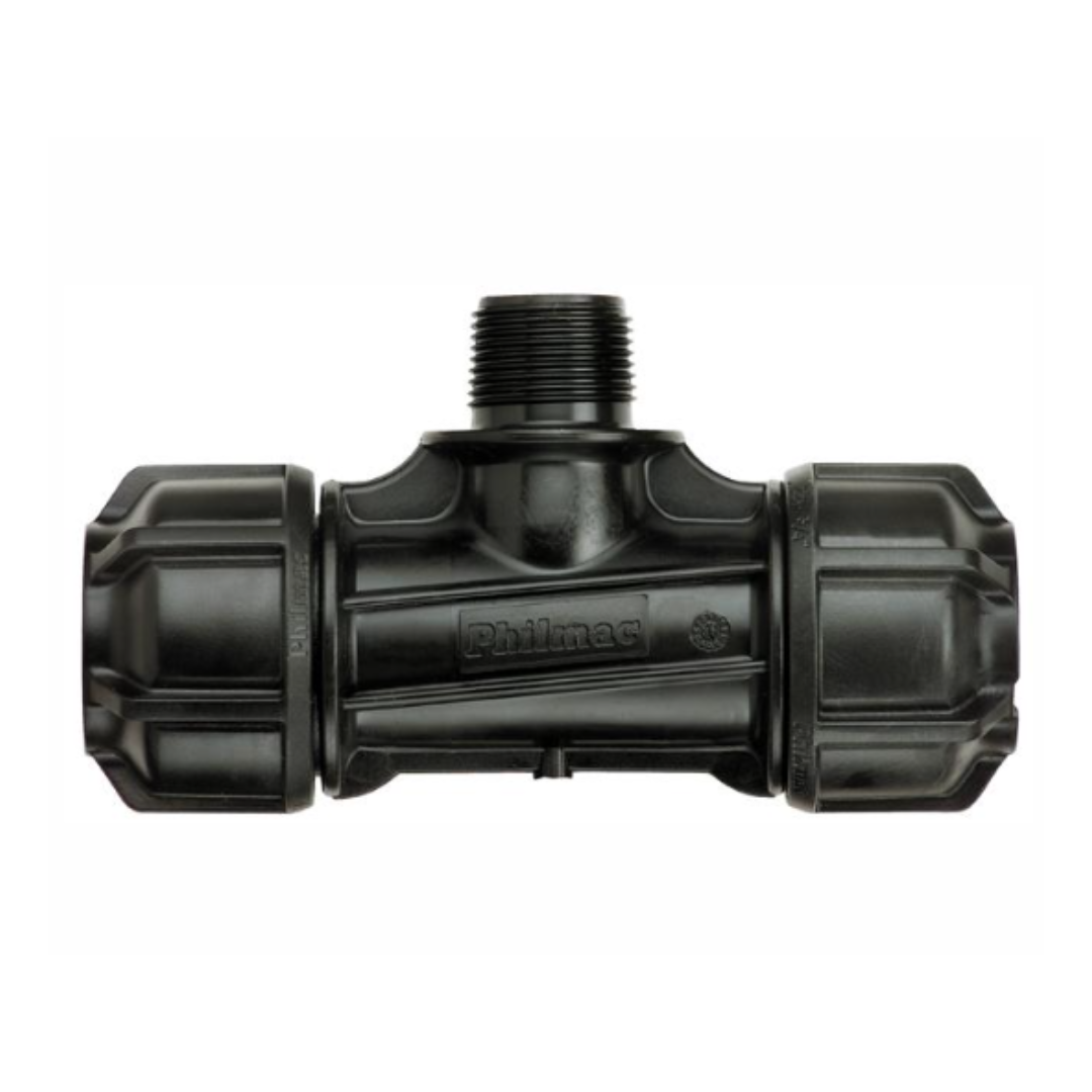 Philmac Metric Tee Male Threaded for Blueline Poly Pipe