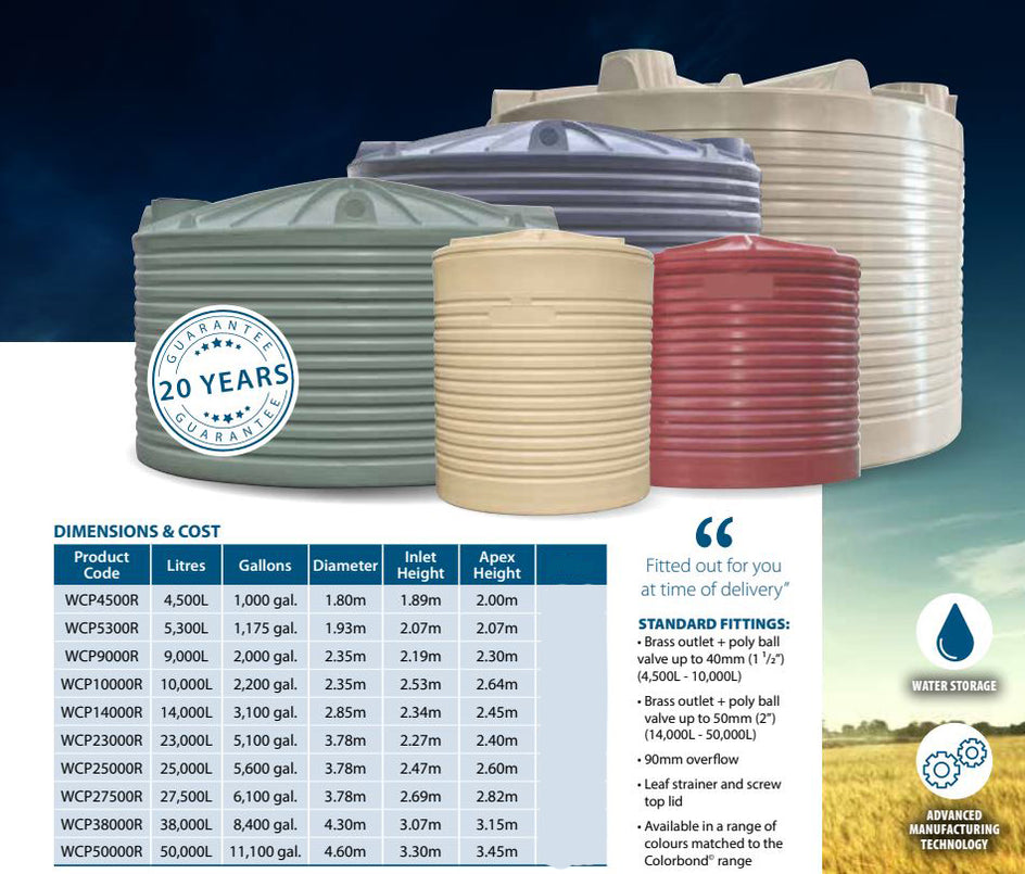 14000LTR Round Poly Water Tanks Perth | Shop Online