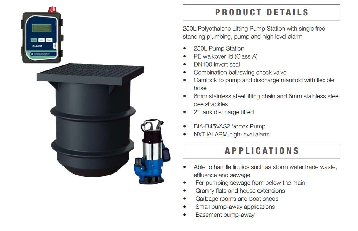 Bianco 250L Stormwater Pump Station Kit with Pump | Shop Online