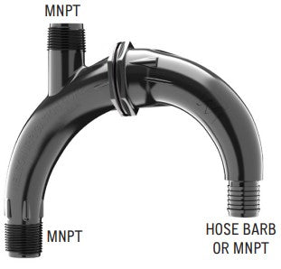 Nelson 180° 3/4" Plastic Pivot Geese Necks with Additional Outlet