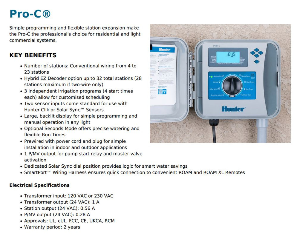 Hunter P2C Pro-C Modular Irrigation Controller and Modules | Shop Online