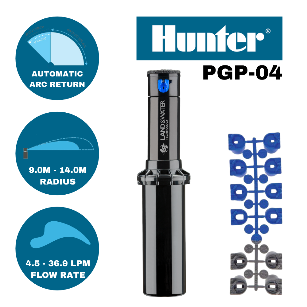 Hunter PGP-04 Ultra Gear Drive Sprinklers (8.8-14m) | Shop Online