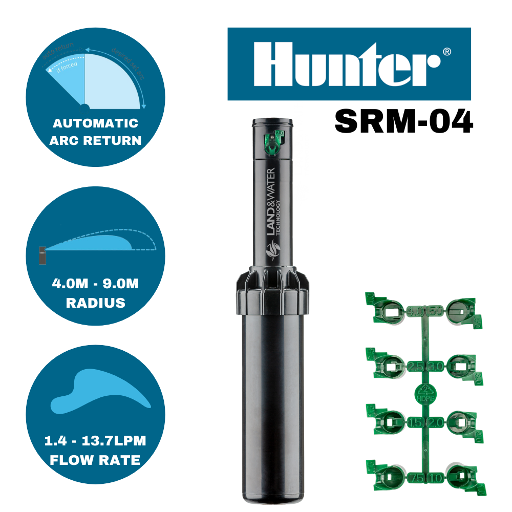 Hunter SRM 100mm Gear Drive Sprinklers (4.9-9m) | Shop Online