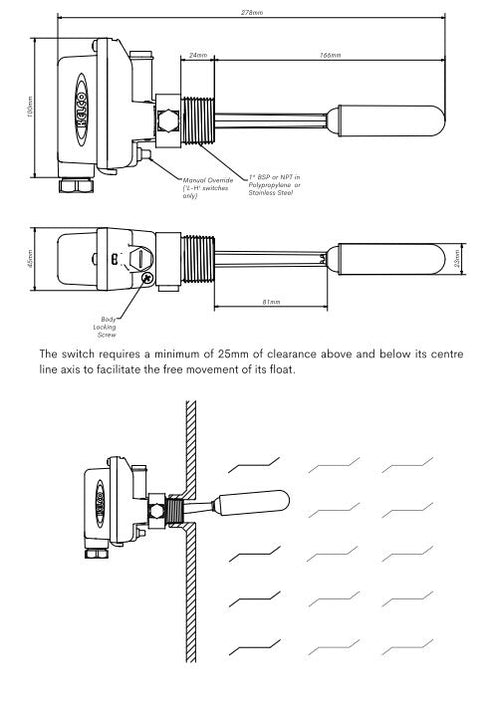 Kelco L Series 25mm Side Entry Poly Level Switch | Shop Online