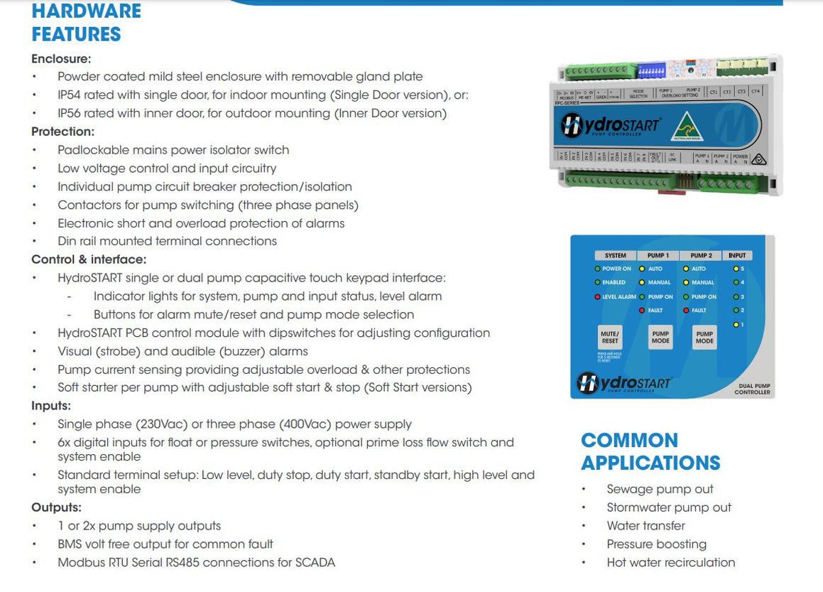 Matelec FPC-82241 240v HydroSTART Dual Pump Controller | Shop Online