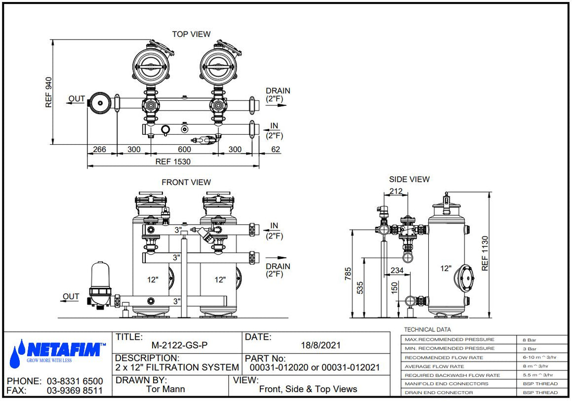 Netafim SandStorm 12" Fully Automatic Media Filter System