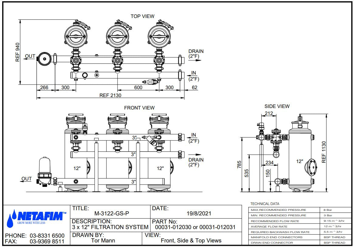 Netafim SandStorm 12" Fully Automatic Media Filter System