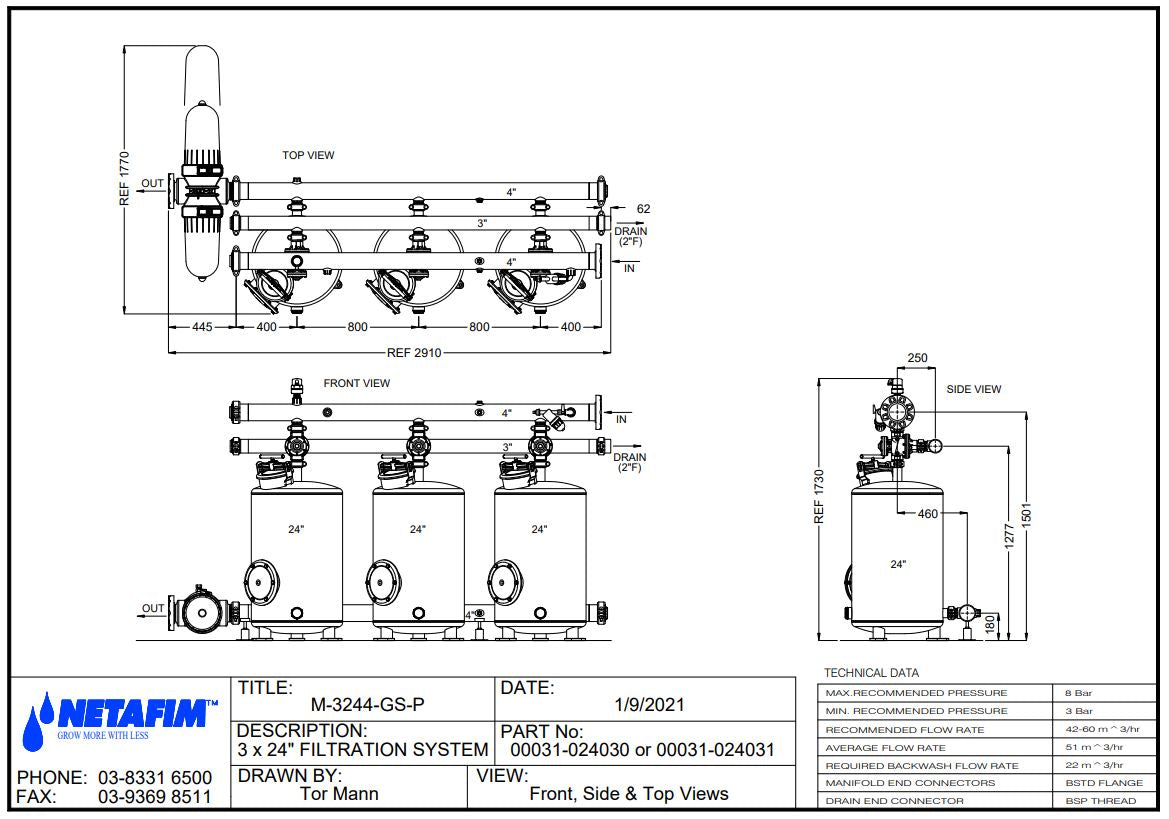 Netafim SandStorm 24" Fully Automatic Media Filter System