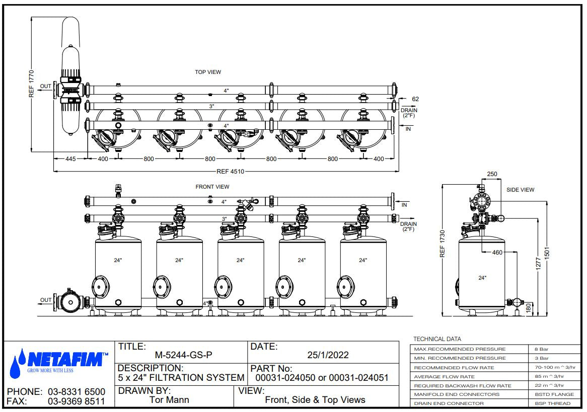 Netafim SandStorm 24" Fully Automatic Media Filter System