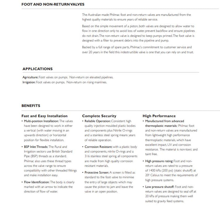 Philmac High Quality Poly Check Valves | Shop Online