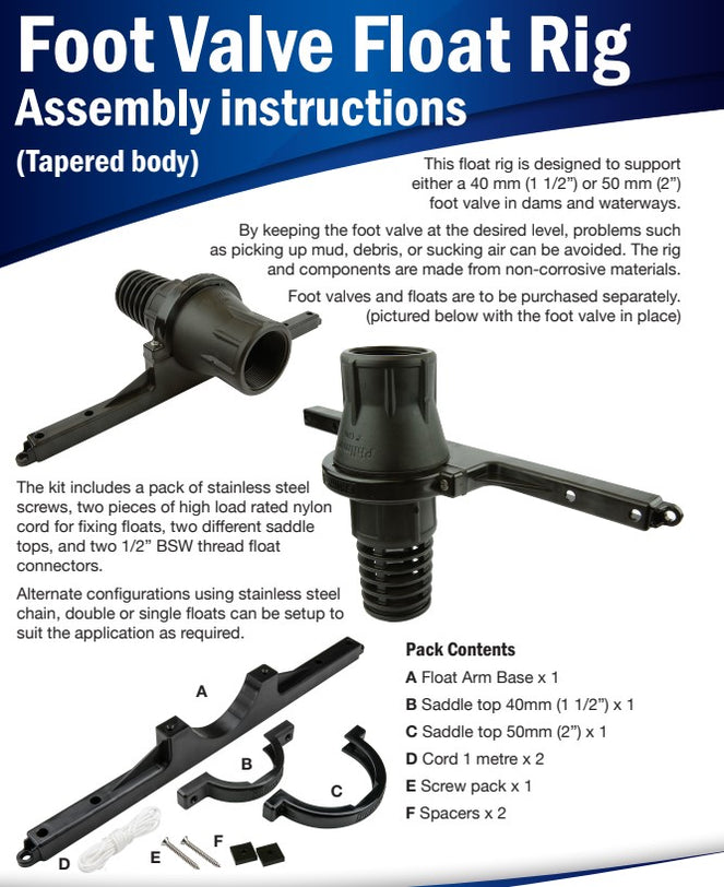 Philmac Poly Foot Valve Float Rig Kit | Shop Online