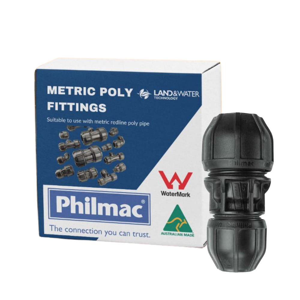 Philmac Metric Reducing Joiner for Blueline Poly Pipe
