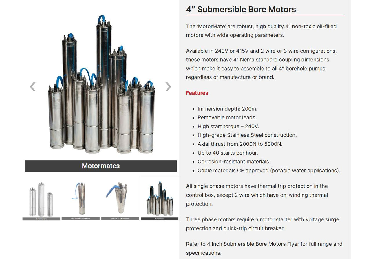 Pumpmaster Subbiemate ST-18 Series 4" Submersible Bore Pumps | Shop Online