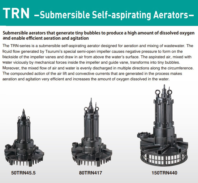 Tsurumi TRN Series Submersible Self-Aspirating Aerator Pump | Shop Online