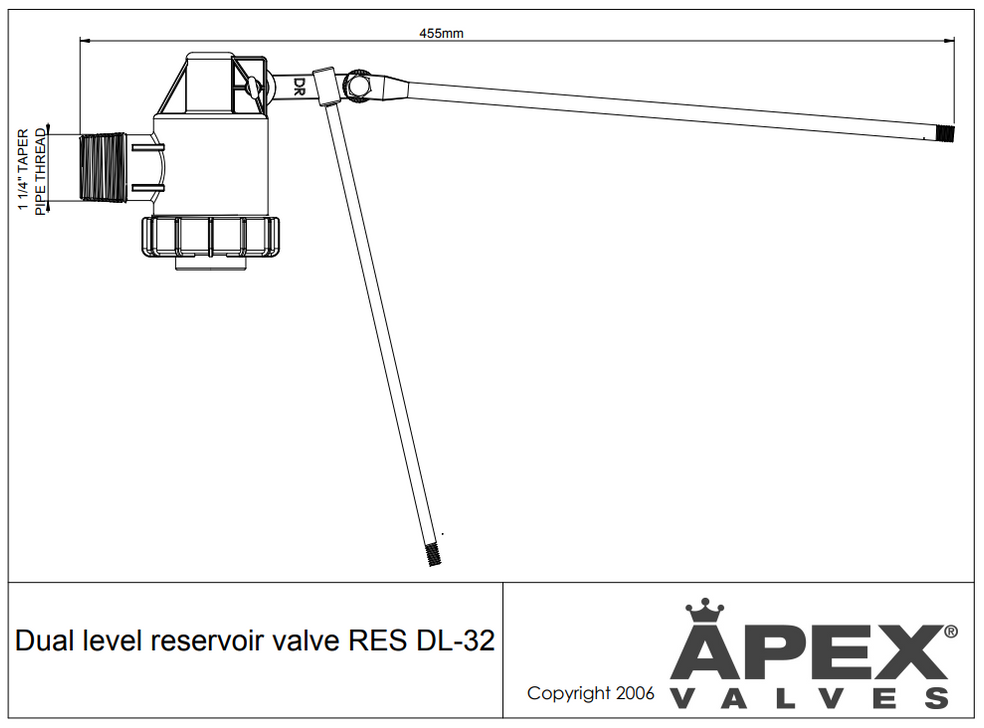 Apex Reservoir Float Valves with Dual Float 800lpm