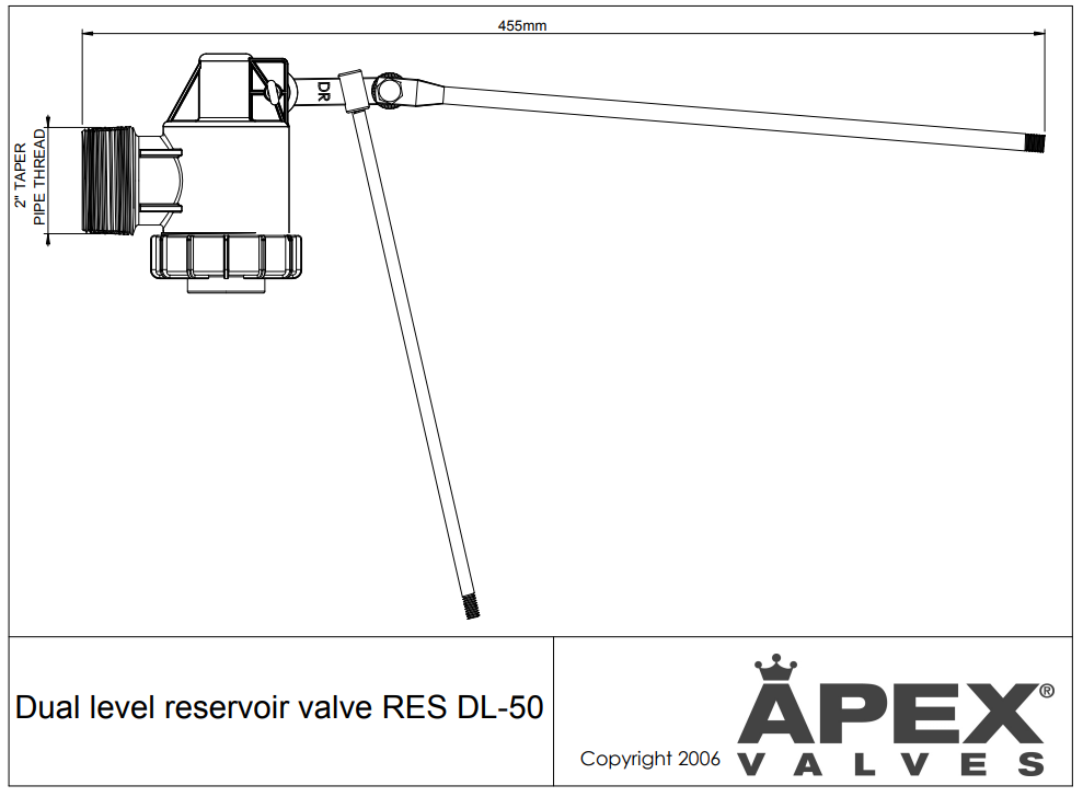 Apex Reservoir Float Valves with Dual Float 800lpm