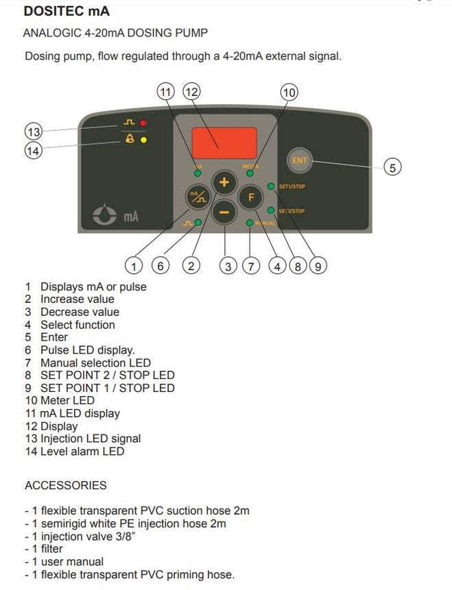 Dositec DOS-mA2.5LPH Diaphragm Dosing Pump 4-20mA Signal | Shop Online
