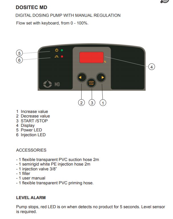Dositec 2.5LPH Electromagnetic Adjustable Diaphragm Dosing Pump | Shop Online
