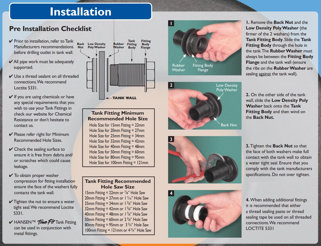 Hansen Female Tank Fitting - SFTFT
