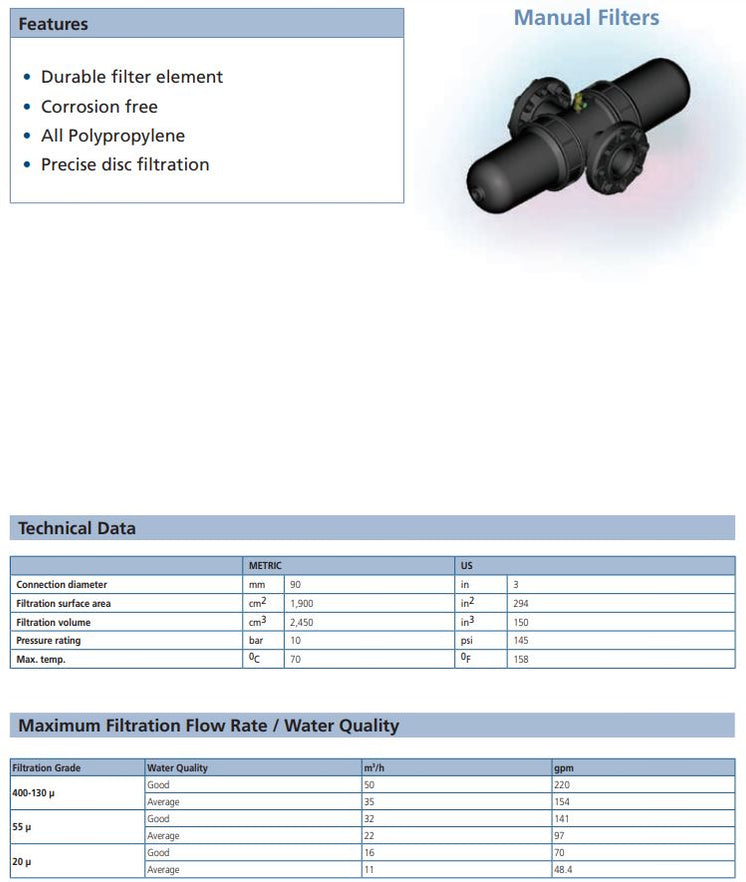 Netafim 80mm 3" Arkal Manual Leader Twin Disc Filters
