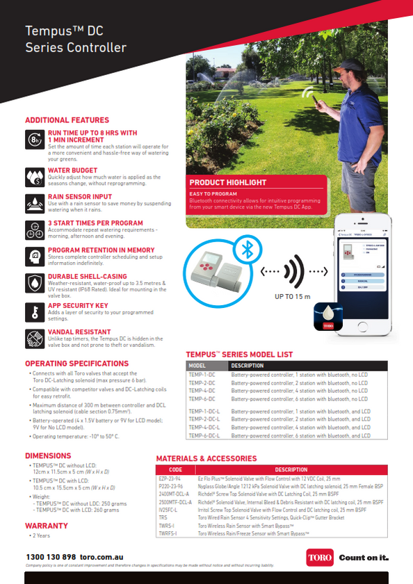 Toro Tempus DC Bluetooth Controller with LCD Screen